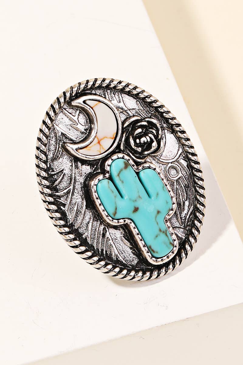 Western Cactus Turquoise Stone Ring – Queens & Castles Boutique